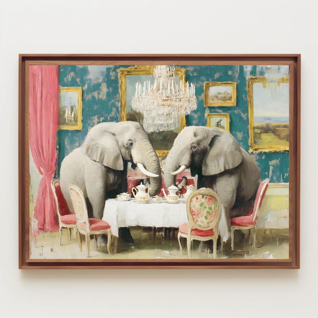 Elephant Tea Party Art Print – Surreal | Quirky Animal Wall Decor ...