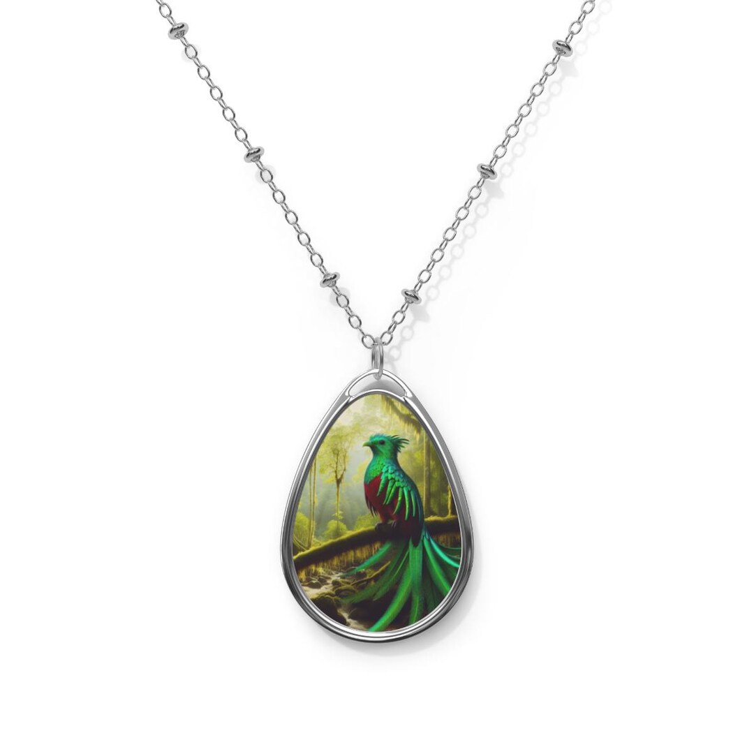 Oval Necklace, Gutamala Quetzal Necklace, Bird Lover Jewelry, Unique ...