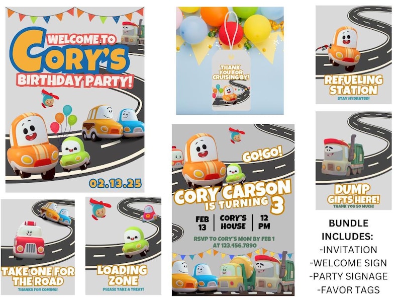 Cory Carson Birthday Party Bundle | Editable Templates - Etsy