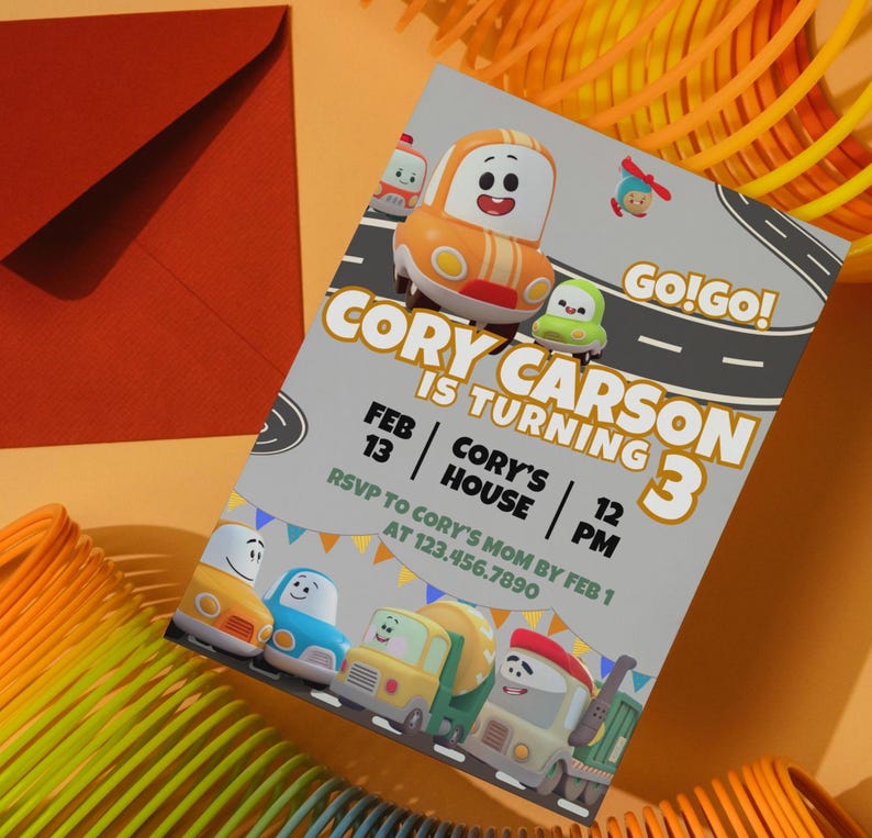 Go Go Cory Carson Birthday Invitation | Editable Template | Printable ...