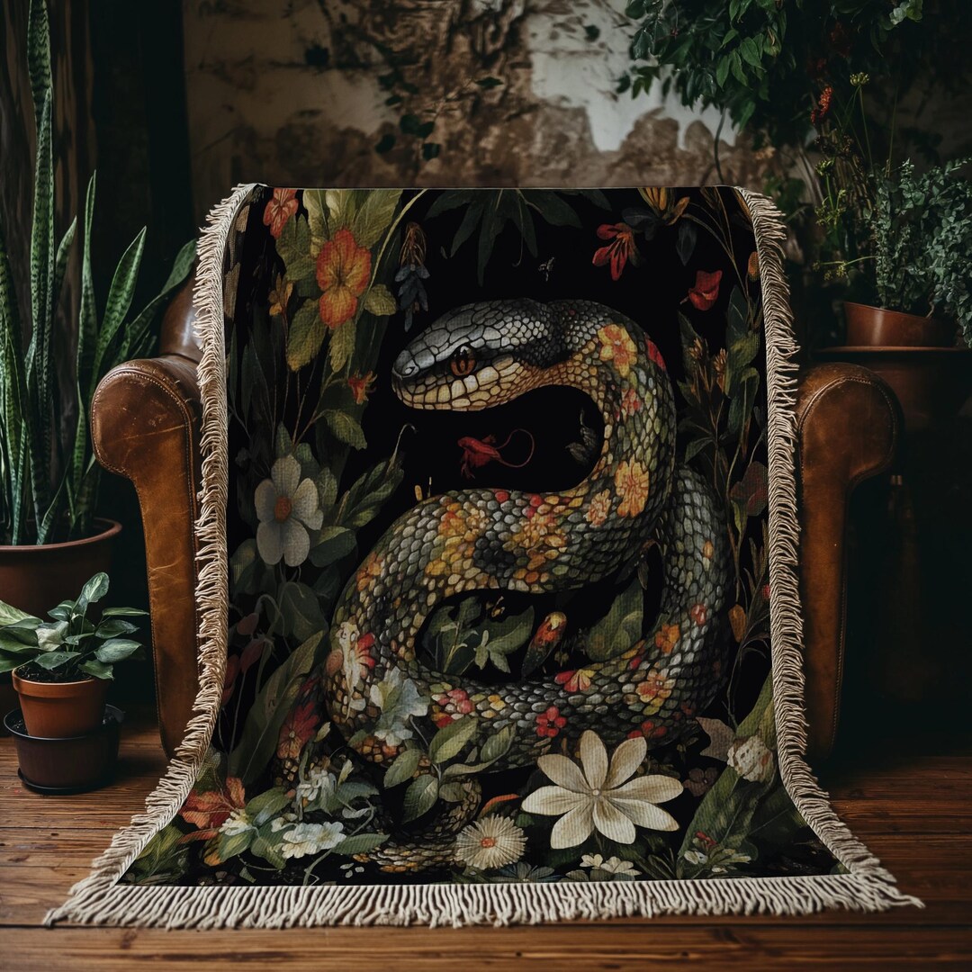 Snake Woven Blanket, Reptile Throw, Serpent Home Decor, Animal Tapestry ...