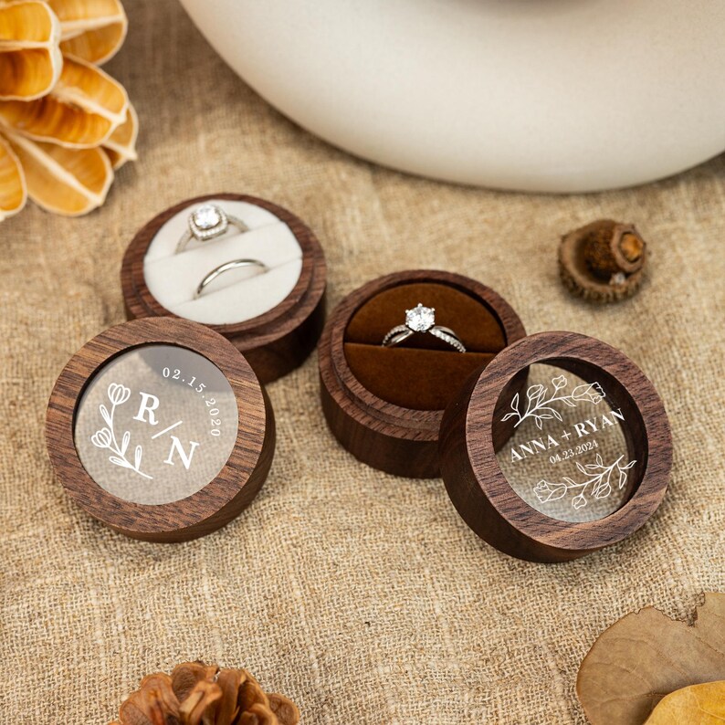 Personalized Wedding Ring Box, Acrylic Ring Box, Custom Couples Ring ...