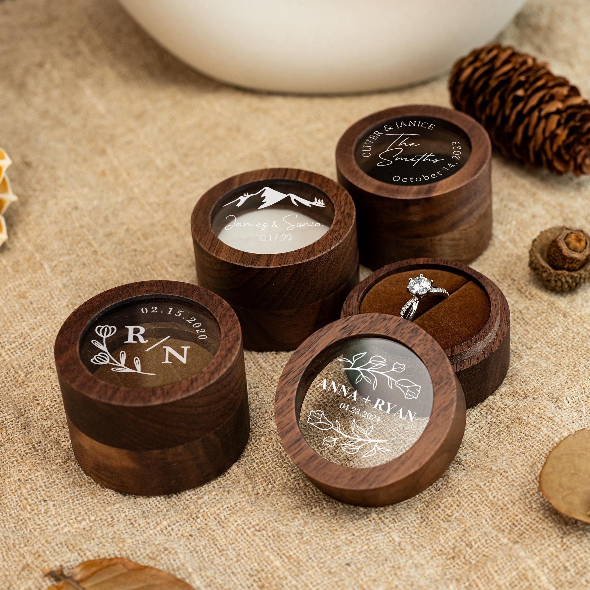 Personalized Wedding Ring Box, Acrylic Ring Box, Custom Couples Ring ...