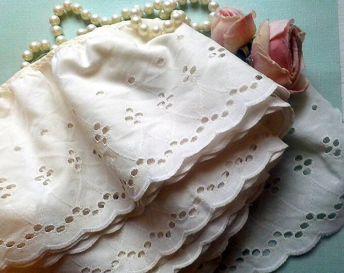 Cream Wide Eyelet, 12' by 5 1/2"trim, 144 Inches Gathered Trim, Sewing ...