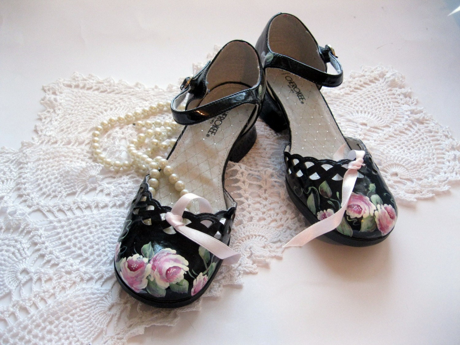 Little Girls Fancy Shoes Painted Size 2 Childrens Shoes | Etsy