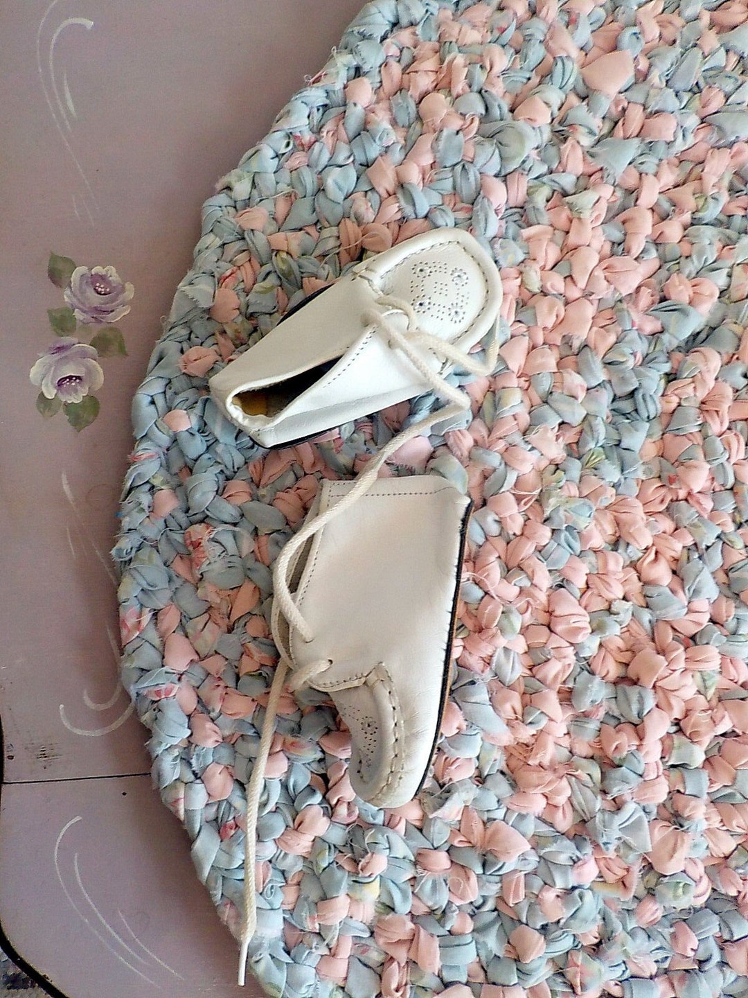 Pink and Blue Handmade Braided Rag Rug Round Braided Mat - Etsy