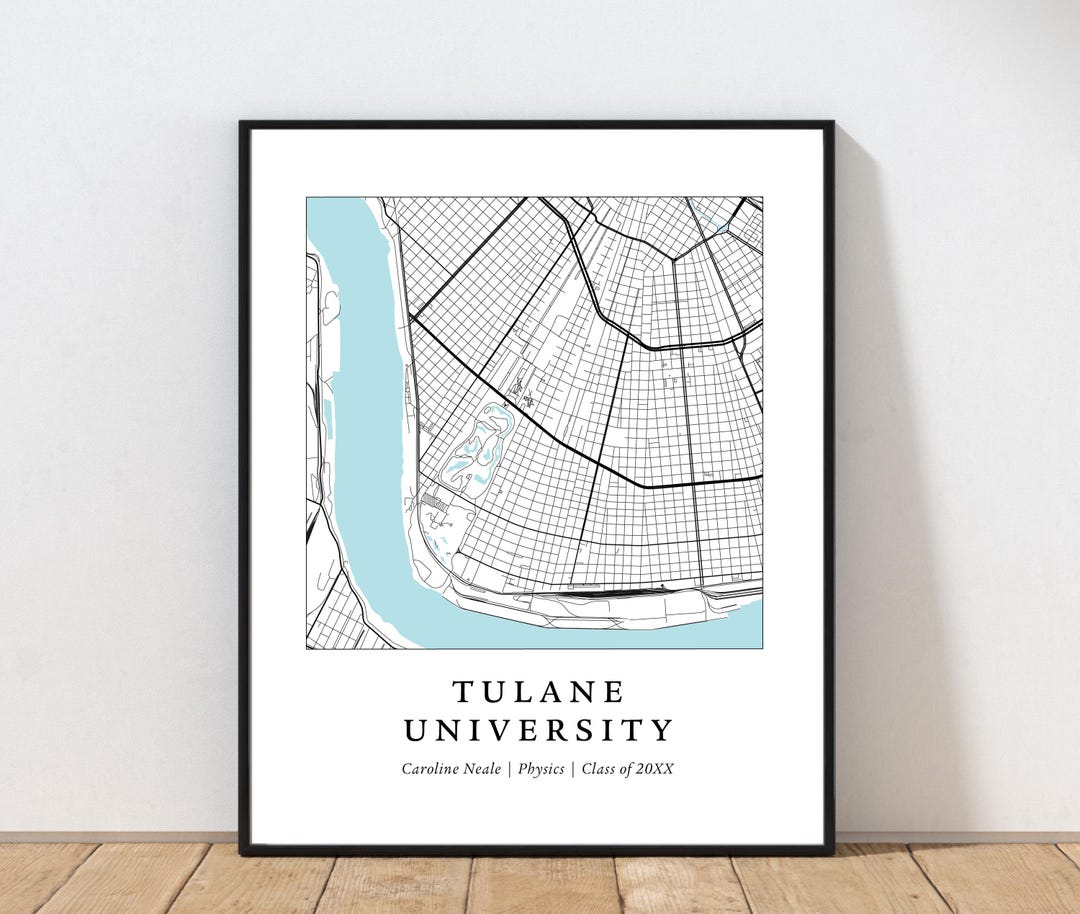 Tulane University Graduation Map | Tulane Print | College Grad Gift ...
