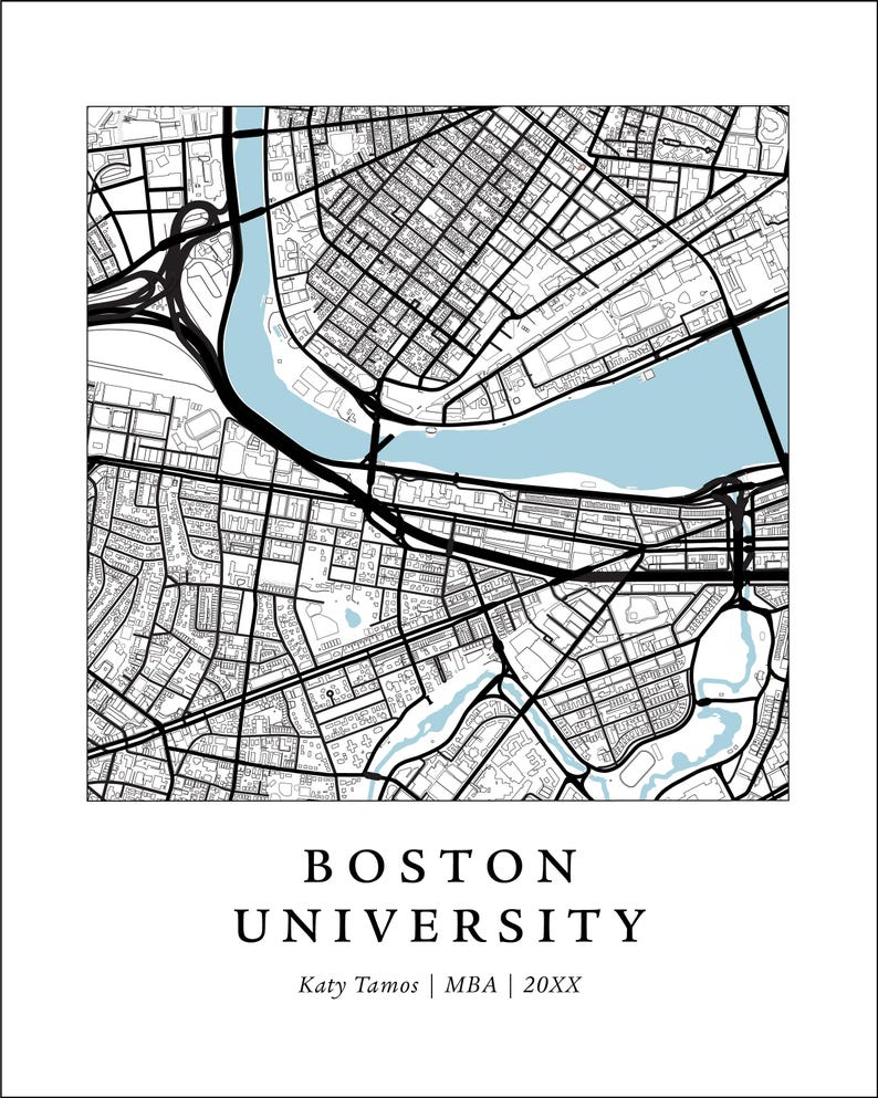 Boston University Graduation Map | BU Graduation Map | Graduation Gift ...