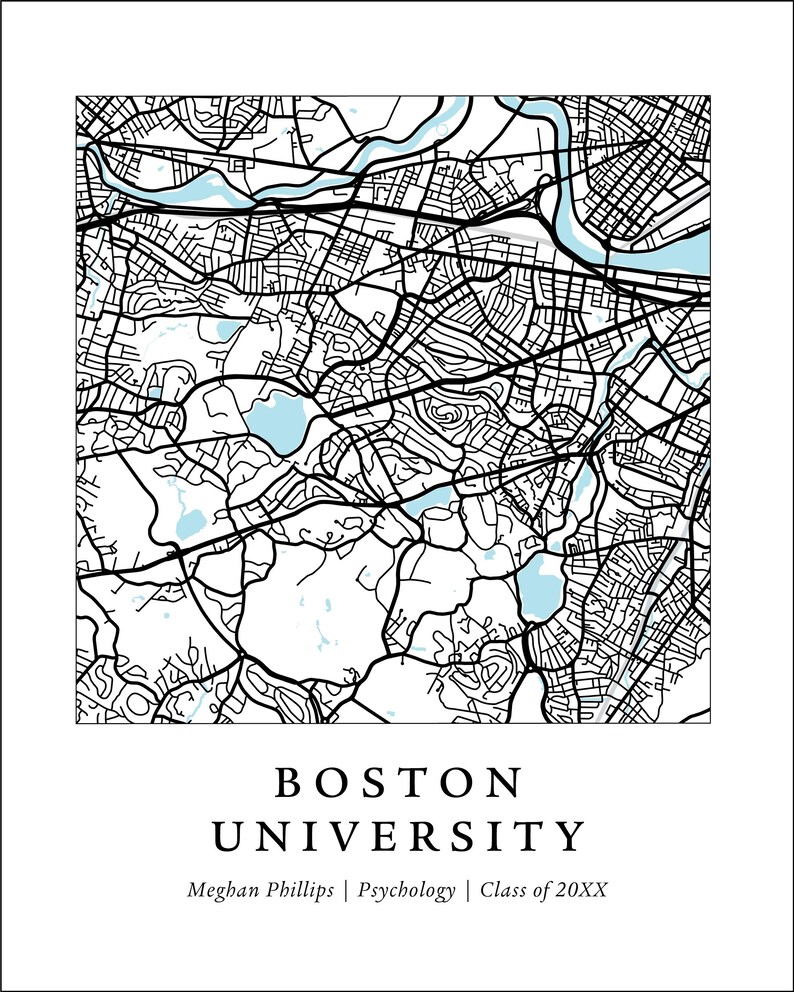 Boston University Graduation Map | BU Graduation Map | Graduation Gift ...