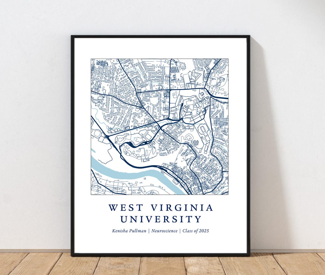 West Virginia University Graduation Map | WVU Print College Grad Gift ...