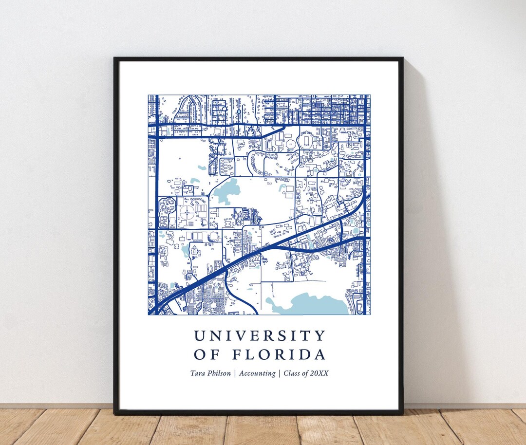 Univ of Florida Graduation Map | University of Florida Print | Gators ...