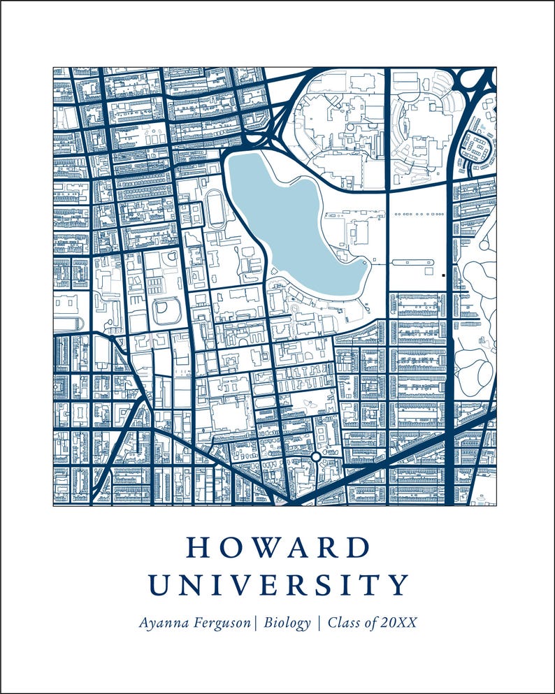 Howard University Graduation Map | Howard University Print | College ...