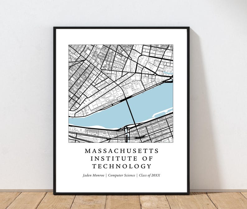 MIT Graduation Map | MIT Map | College Graduation Gift | Custom College ...