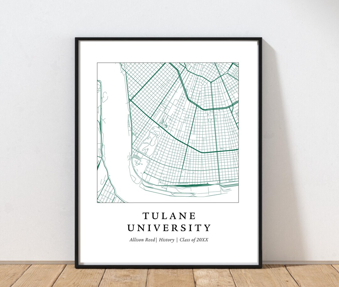 Tulane Graduation Map | Tulane Print | College Grad Gift | Custom ...