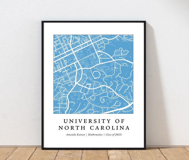 UNC Graduation Map | UNC Map | College Gift | Custom College Map ...