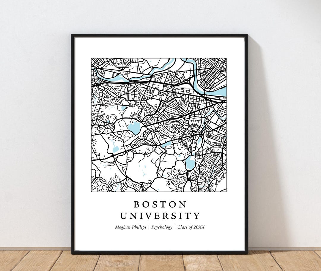 Boston University Graduation Map BU Graduation Map Graduation Gift ...