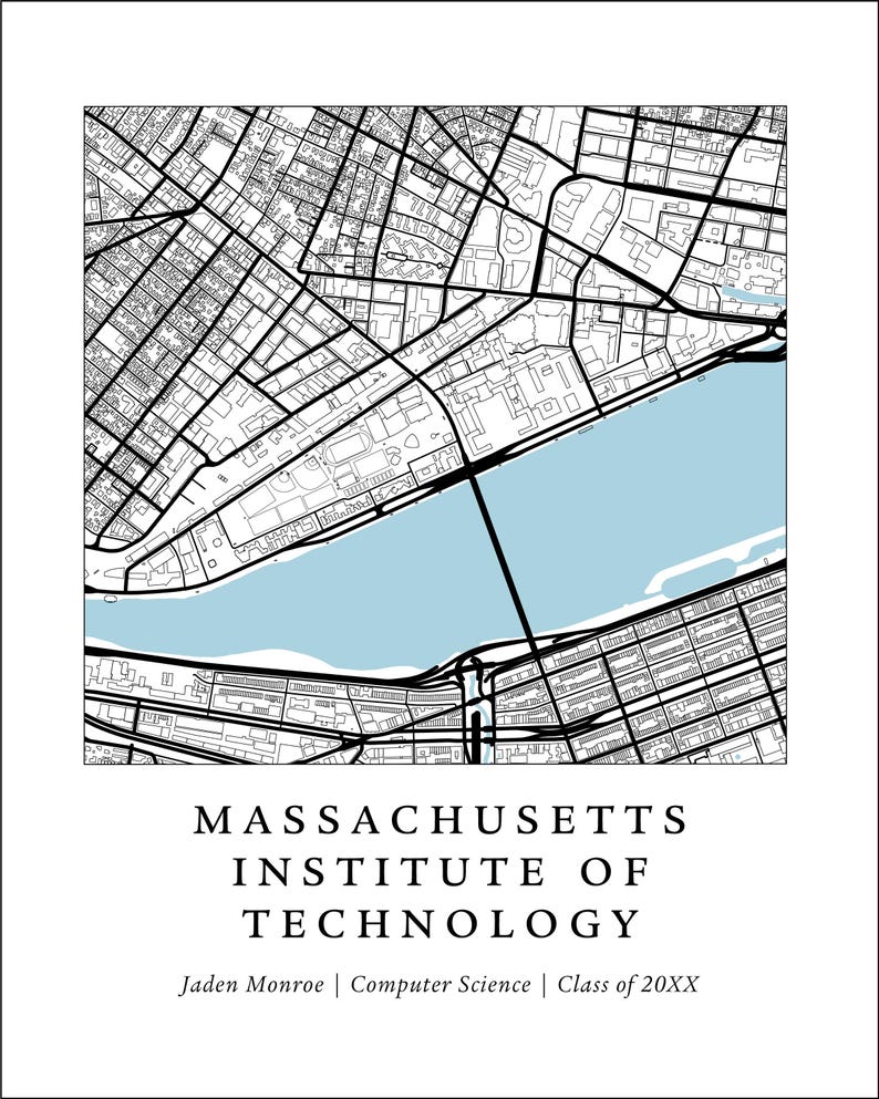 MIT Graduation Map | MIT Map | College Graduation Gift | Custom College ...
