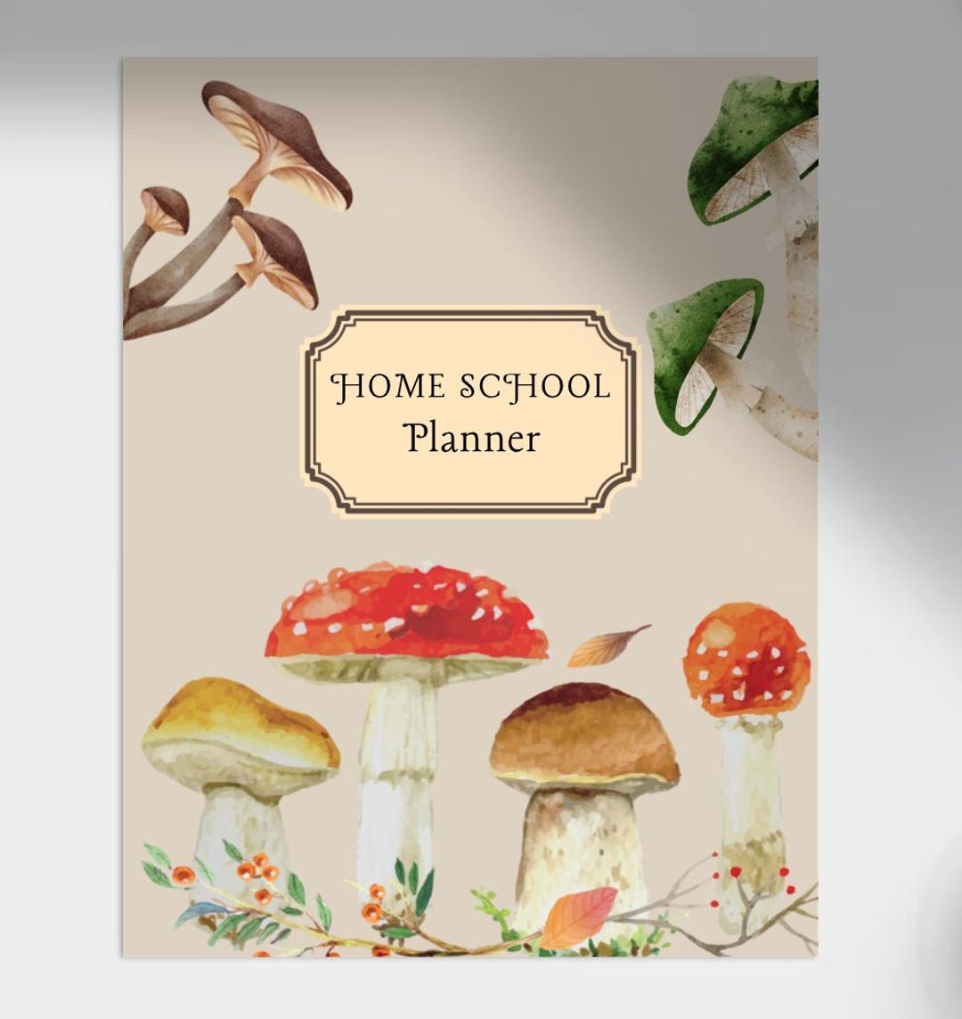 Printable Homeschool Planner Cover - Nature-inspired Mushroom Design ...
