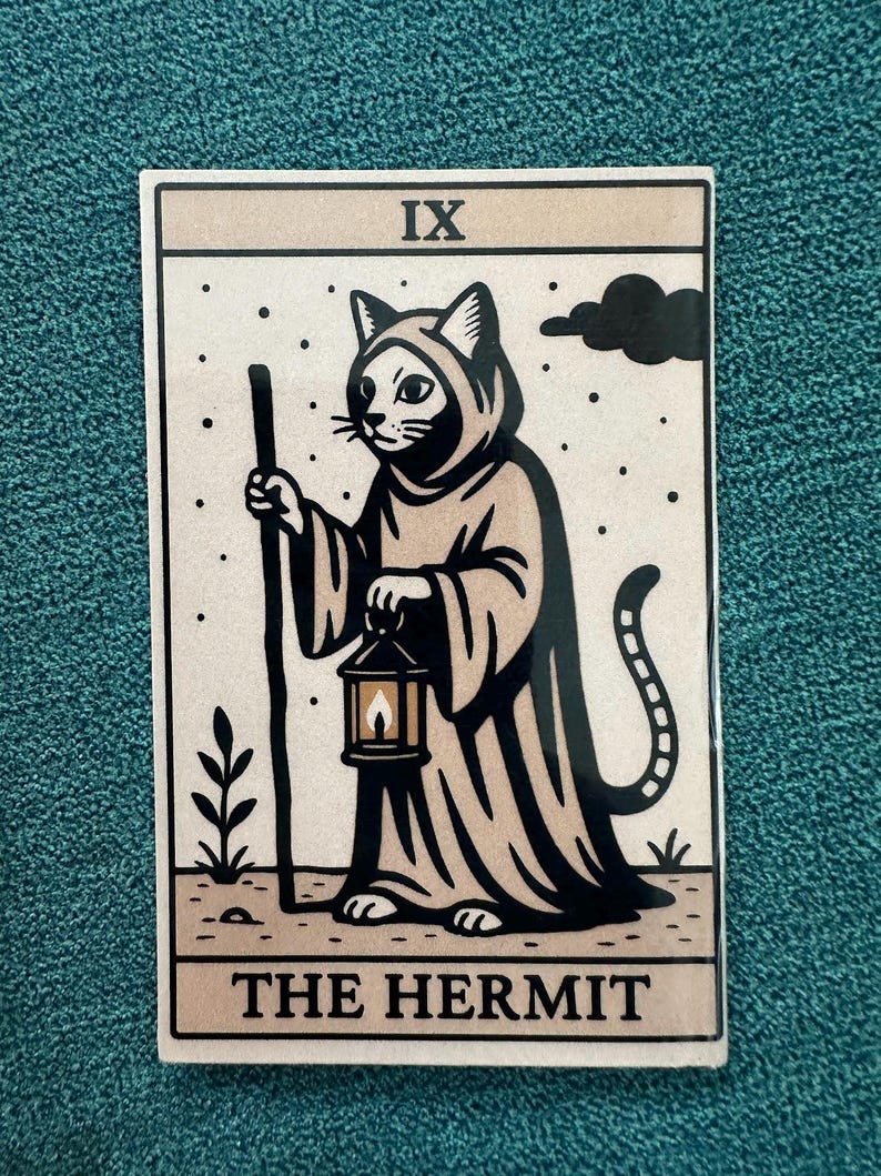 Cat Tarot - Hermit Tarot Card Vinyl Decal Sticker - Etsy