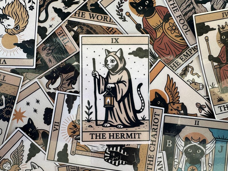 Cat Tarot - Hermit Tarot Card Vinyl Decal Sticker - Etsy