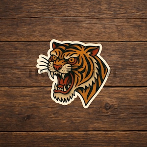 American Traditional Tiger Sticker - Etsy