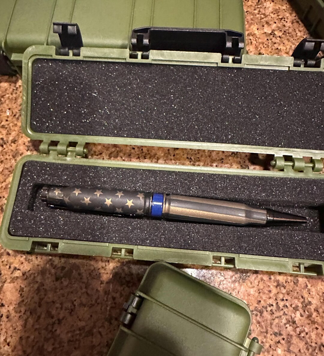 308 Real Bullet Casing Refillable Twist Pen - Thin Blue Line Bronze ...