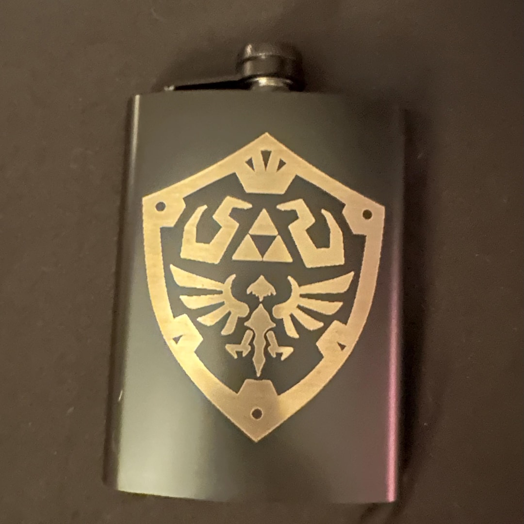 Shield Laser Engraved Hylian Shield Flask - 8 Oz - Etsy