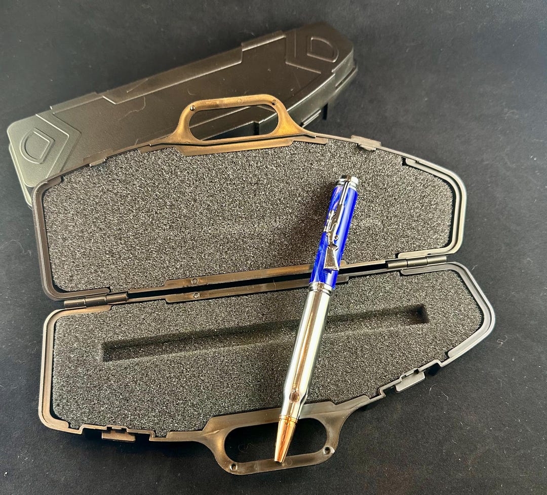 Handmade Replica .30 Caliber Silver Bullet Casing Pen With Deep Blue ...