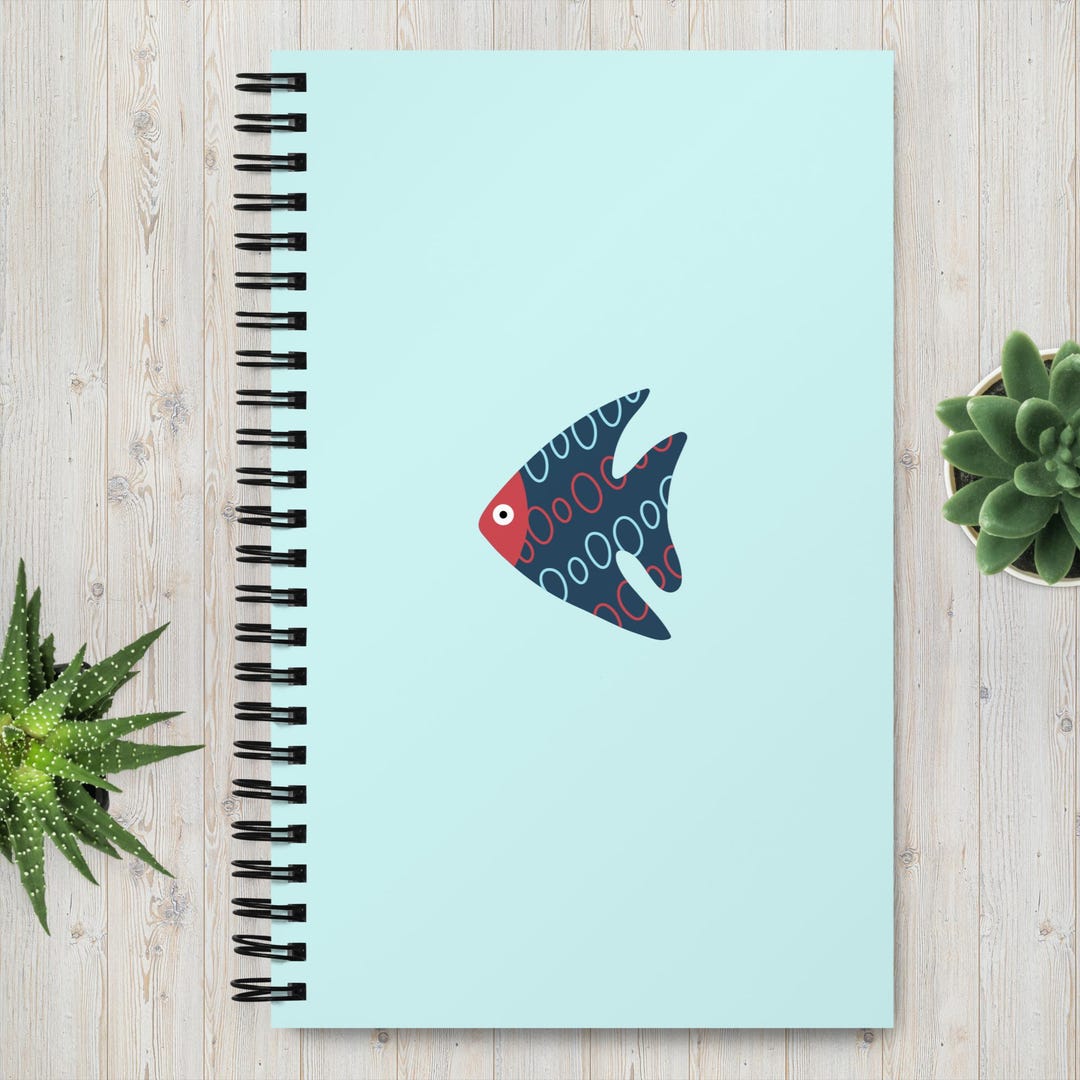 Fish Spiral Notebook Fish Notebook | Cute Ocean Journal | Minimal ...