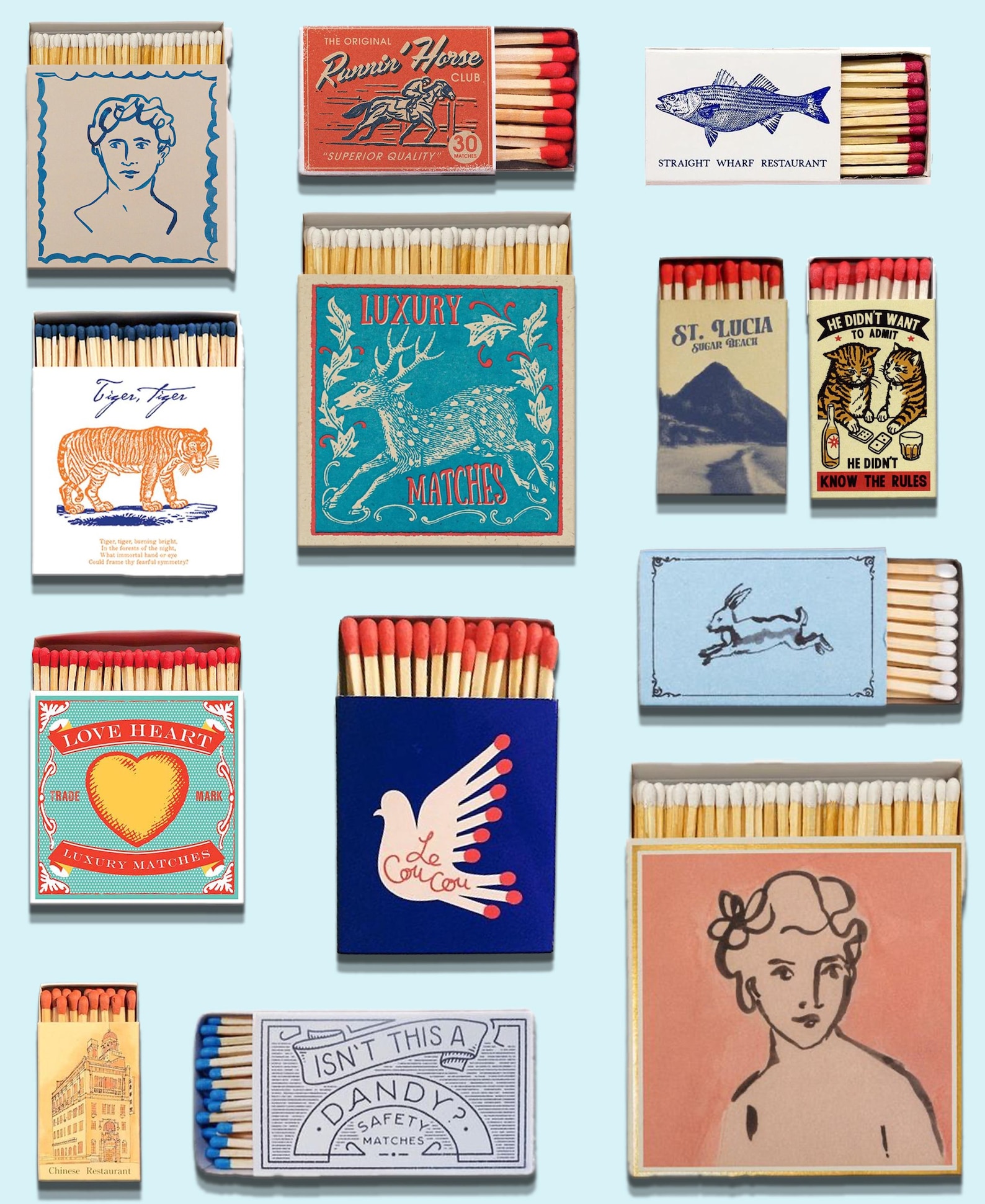 Blue Vintage Match Box Art Print Design - Etsy