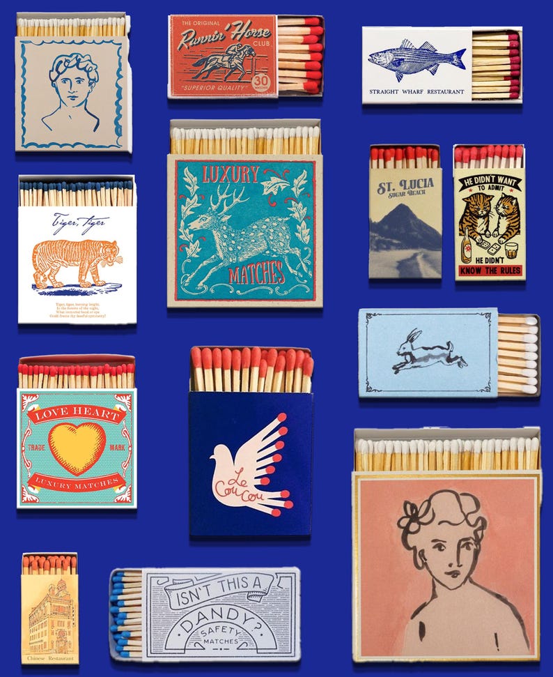 Blue Vintage Match Box Art Print Design - Etsy