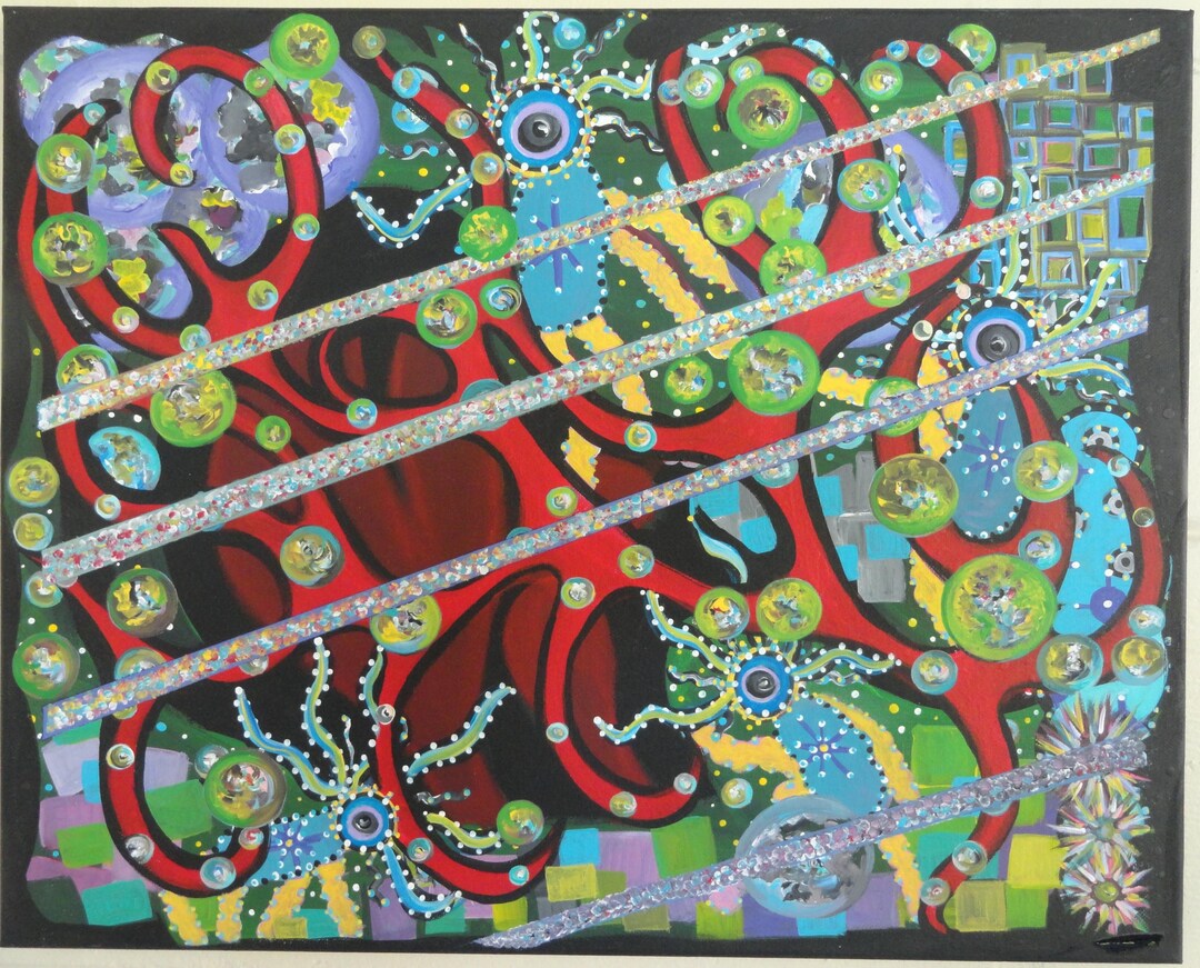 OTHERWORLDLY Original Art by "sans" - 16" X 20" Acrylic on Canvas ...