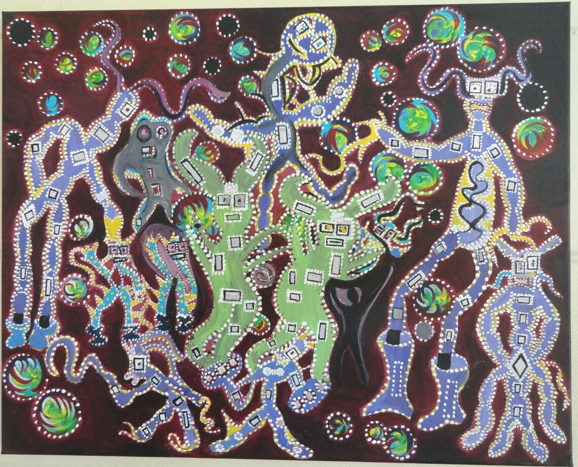OTHERWORLDLY Original Art by "sans" - 16" X 20" Acrylic on Canvas ...