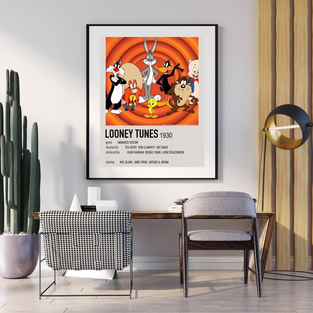Looney Tunes Retro Movie Poster Print | Retro Vintage Wall Art ...