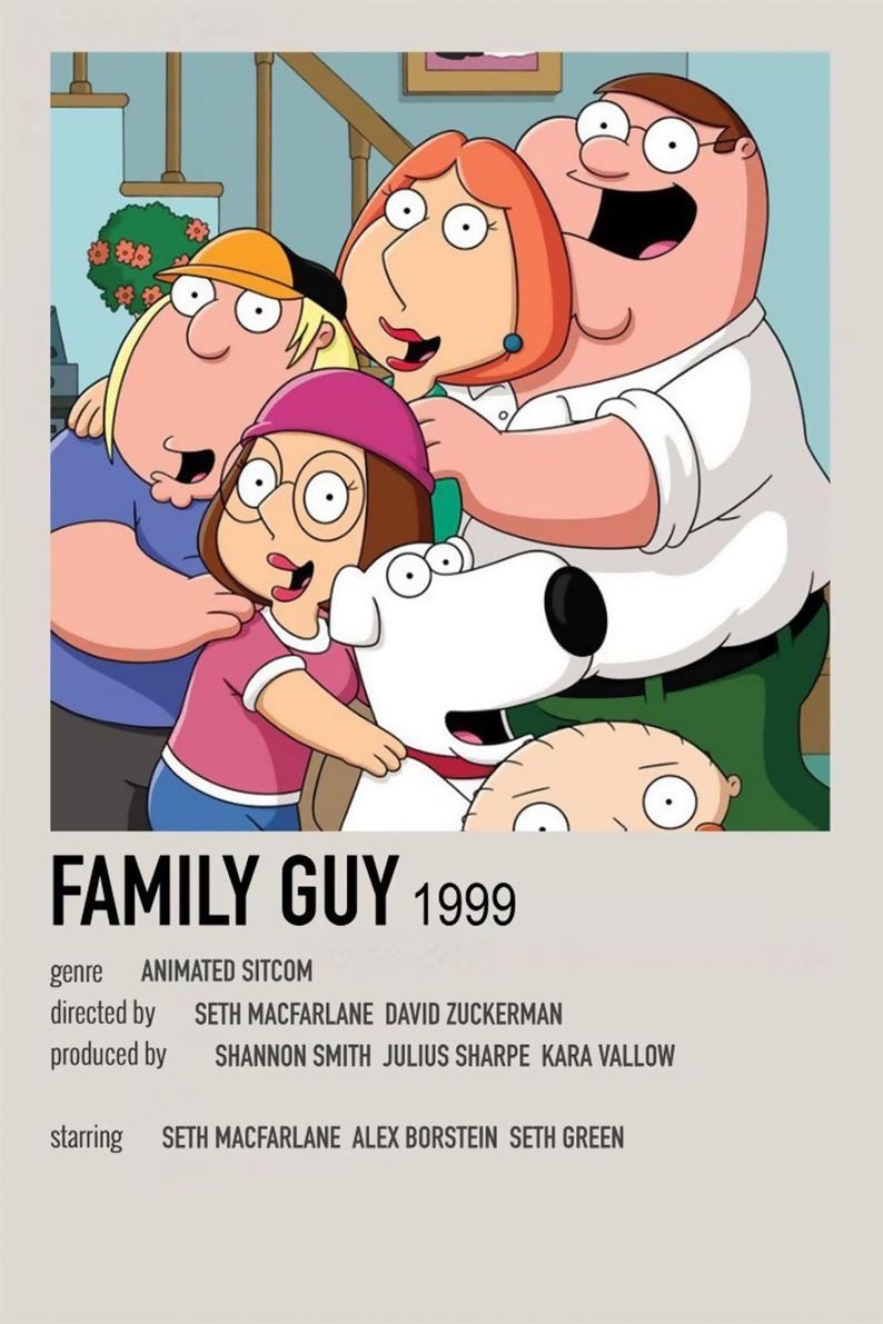 Family Guy Retro Movie Poster Print | Retro Vintage Wall Art | Digital ...