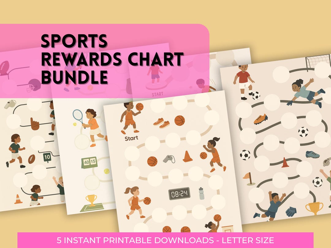 Sports Reward Chart Printable Bundle | Kids Chore Tracker (PDF) - Etsy
