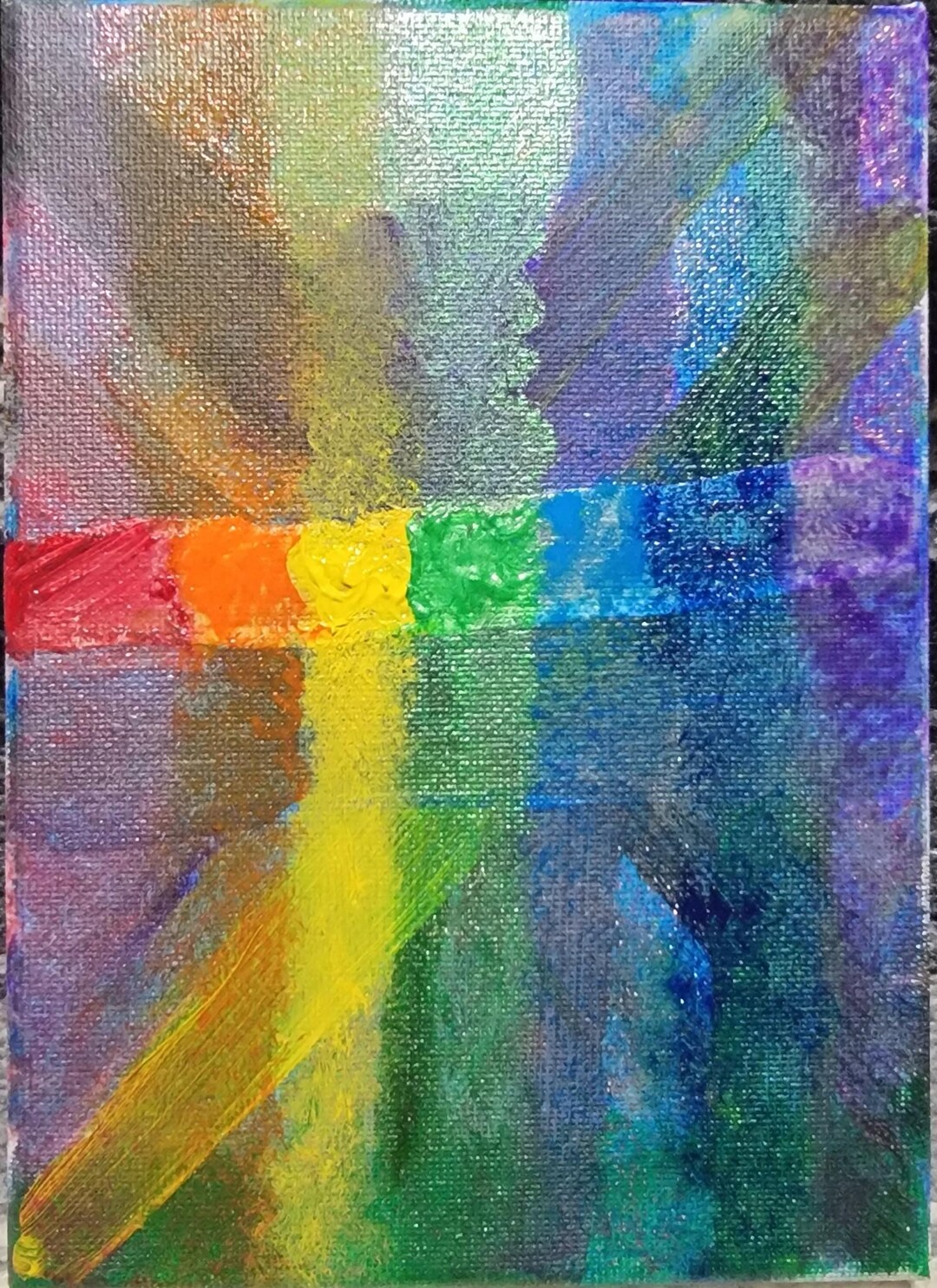 Rainbow Acrylic Painting | 5"x7" Original Abstract Wall Art | Colorful ...