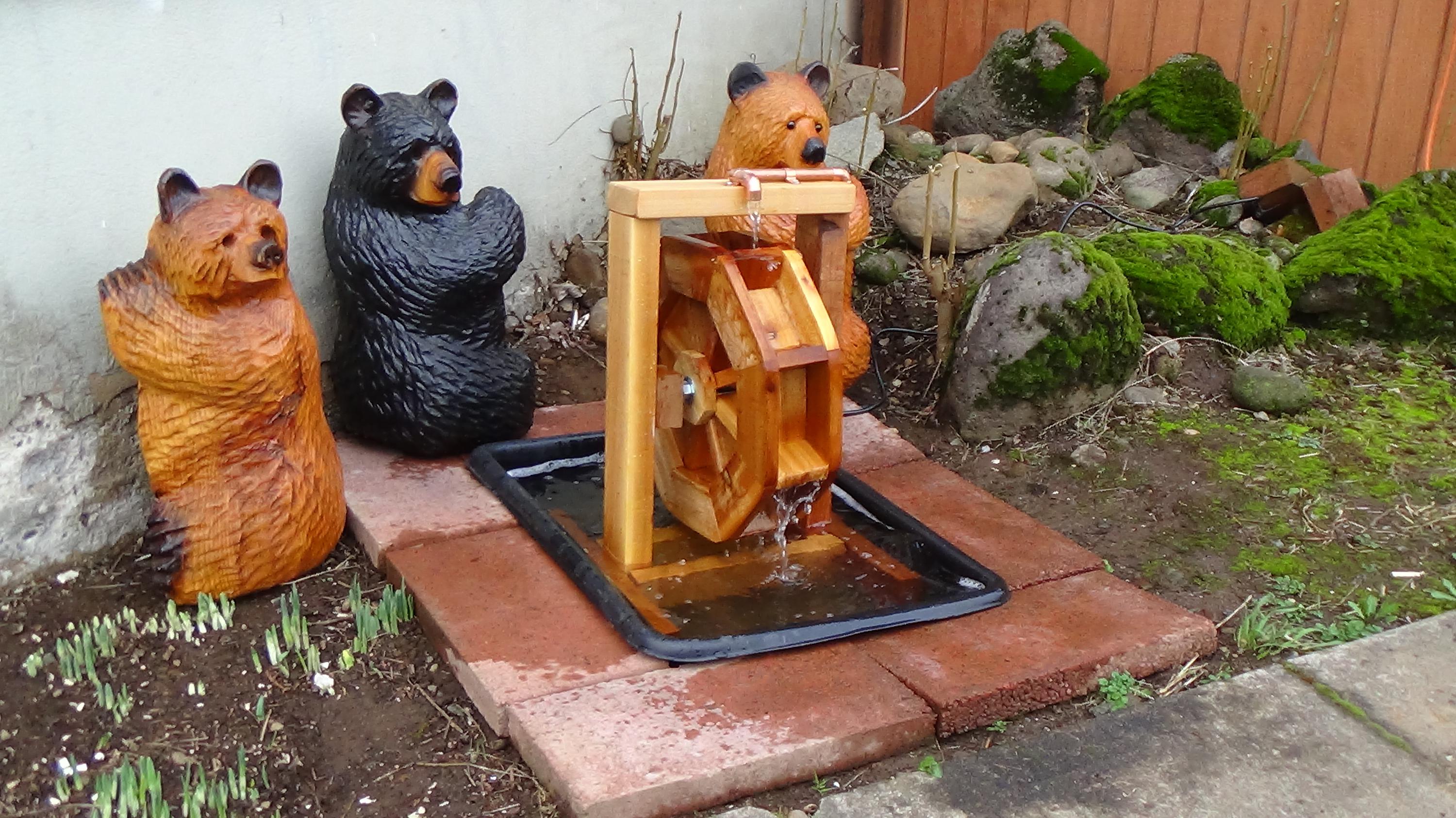 Water Wheel, Fountain, Pond, Cedar Wood, Water Feature, Feng Shui, Made ...