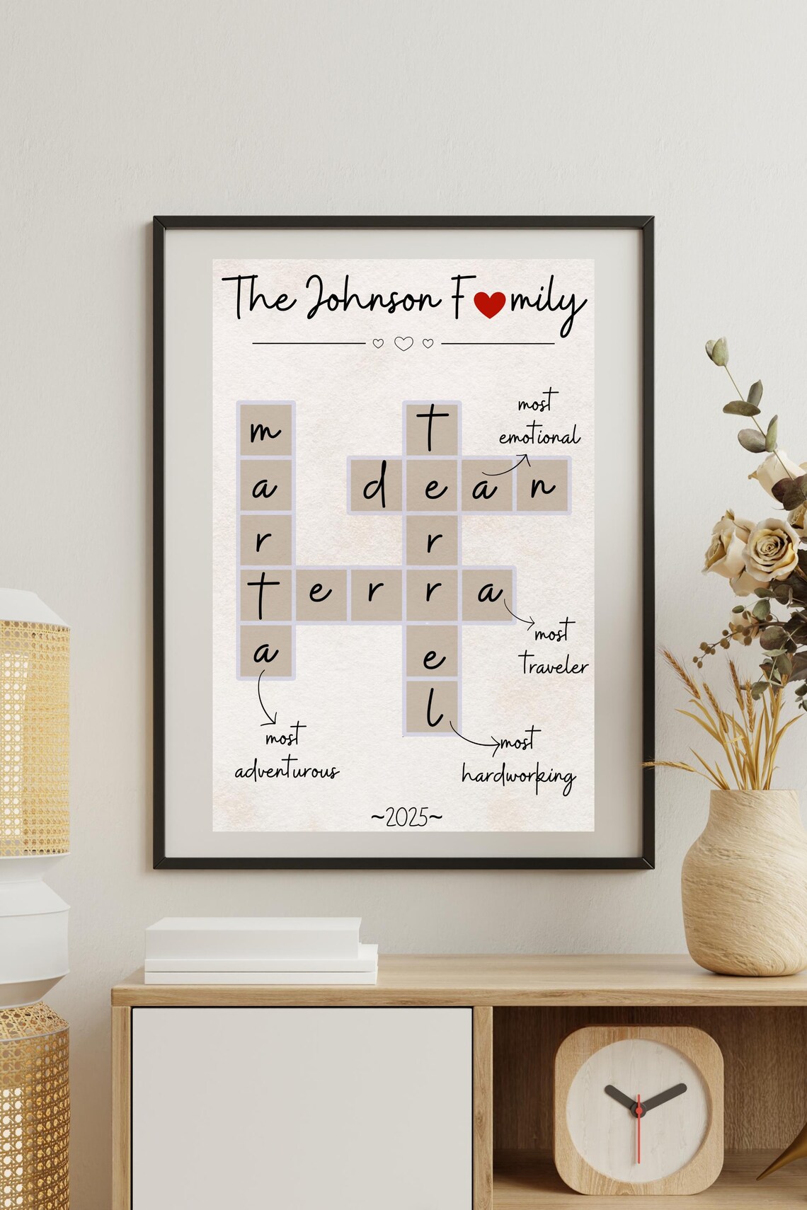 Personalized Family Crossword Art: Custom Scrabble Name Puzzle - Etsy