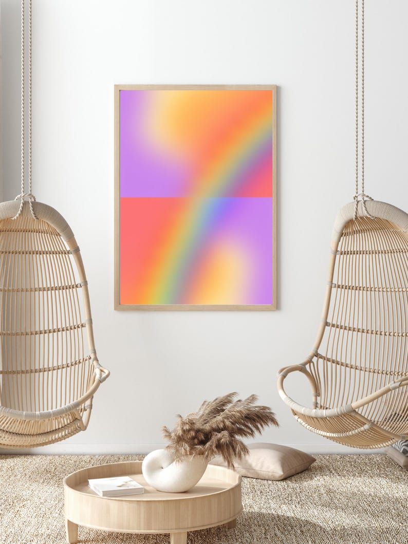 Gradient Wall Art Printable - Abstract Pastel Ombre Poster - Colorful ...