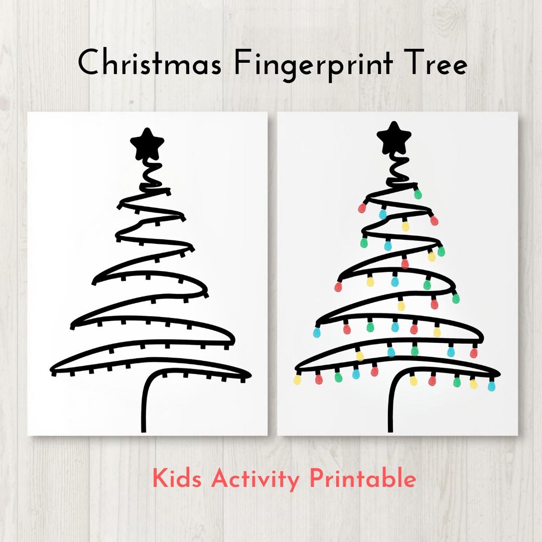 Christmas Tree Fingerprint Art for Kids | Printable Holiday Craft - Etsy