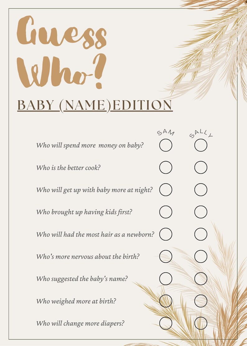 Guess Who? Baby Shower Game - Etsy
