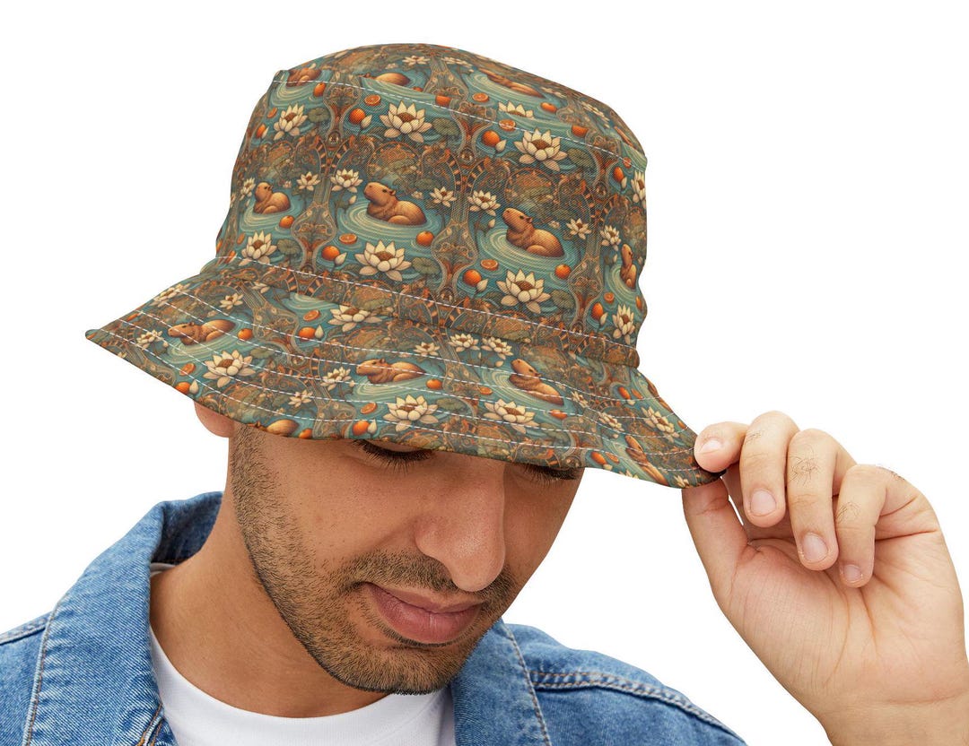 Art Nouveau Capybara Bucket Hat, Unique Style, Beautiful Design, Nature ...