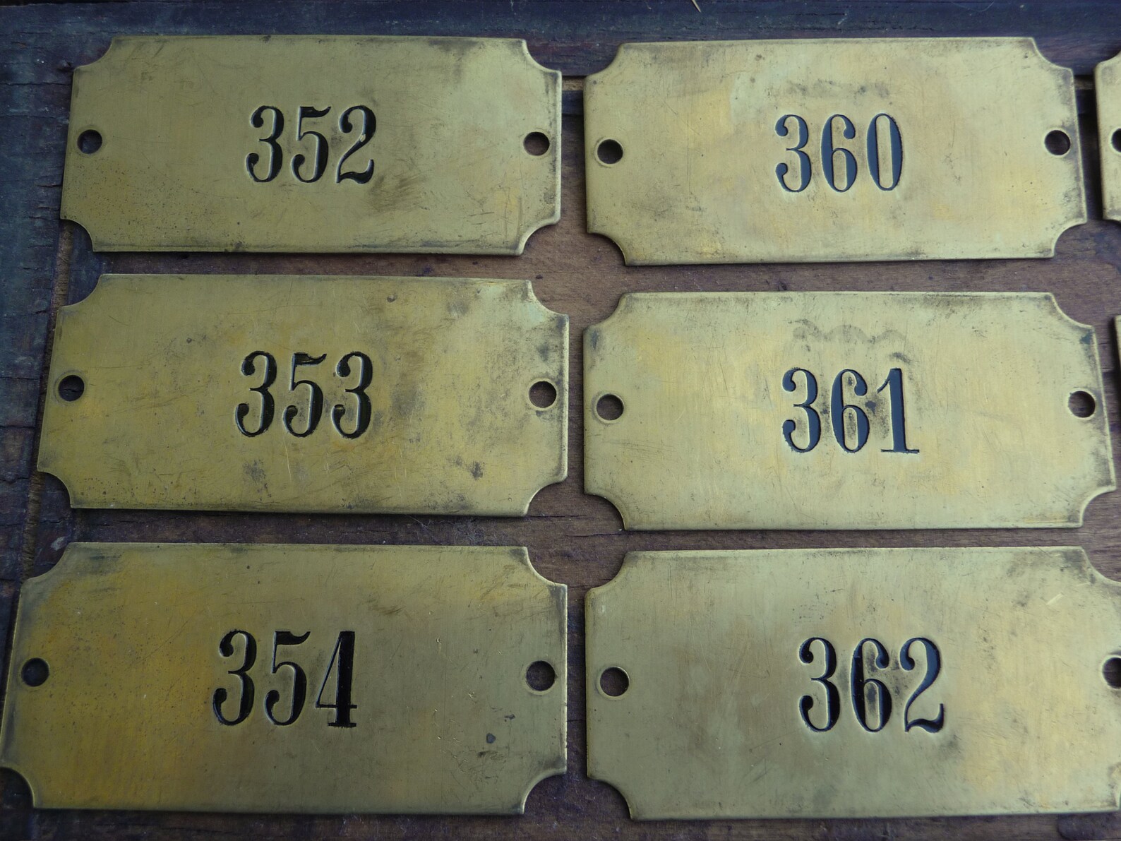 Vintage Numbered Brass Tag 2-hole Rectangle Plaque - Etsy