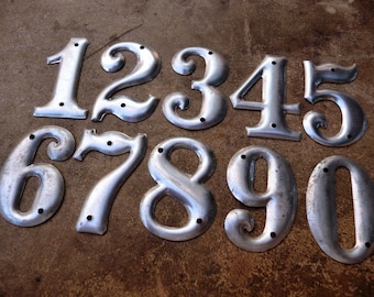 Industrial Metal Numbers 3 Small Vintage Metal Numbers Salvaged Address ...