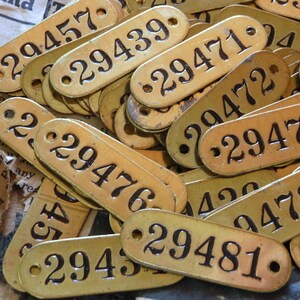 BRASS TAGS | 3 Vintage Numbered Tags | Oval 2-hole Metal Tags | Locker ...