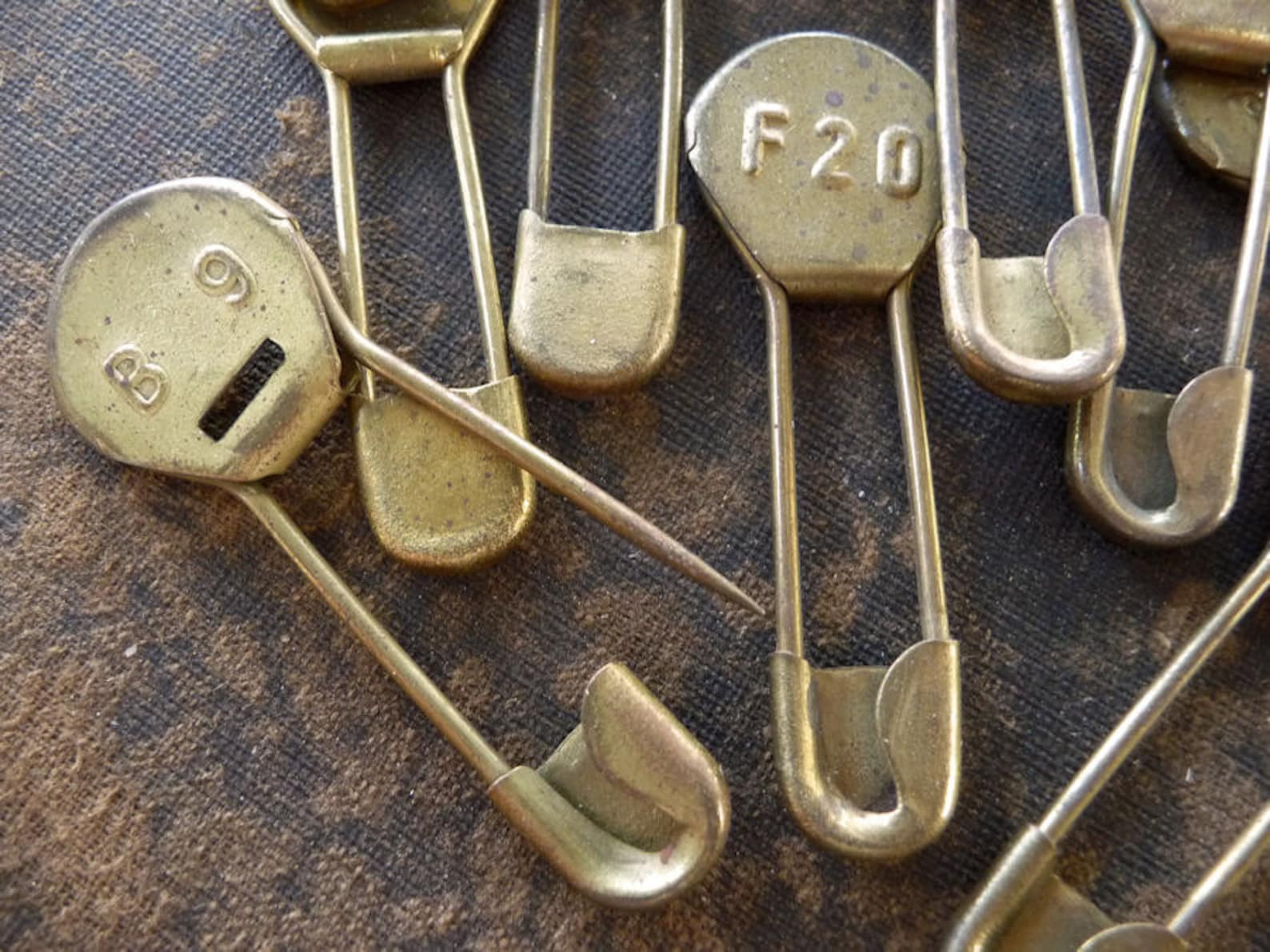 6 Vintage Laundry Pins Rare Brass Embossed Numbers on Marker - Etsy