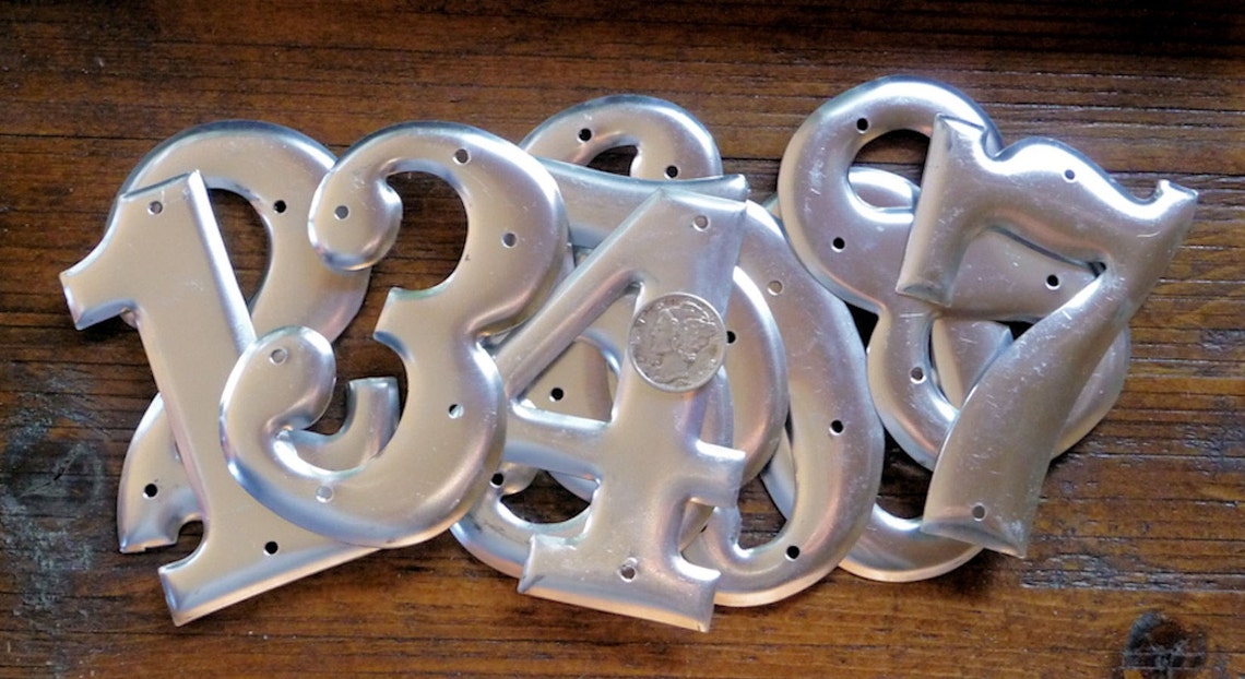 Industrial Numbers 3 Vintage Metal Numbers Aluminum | Etsy