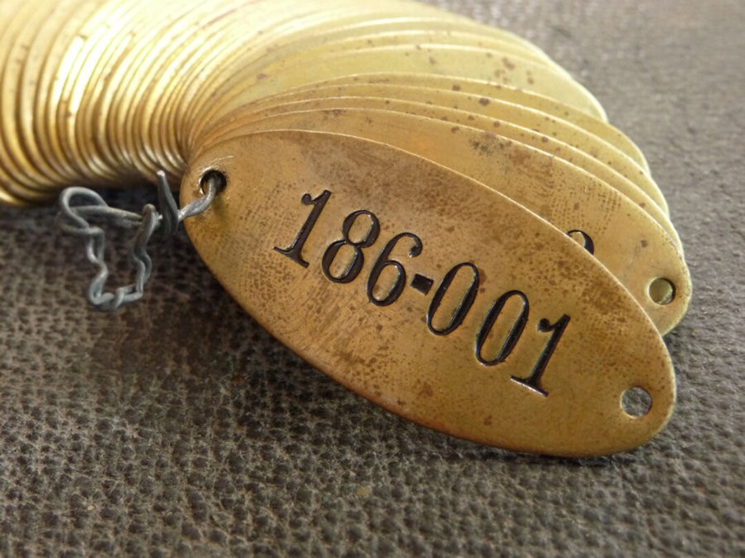 Vintage Brass Tag Numbered Metal Tag Oval 2-hole Brass Tags - Etsy