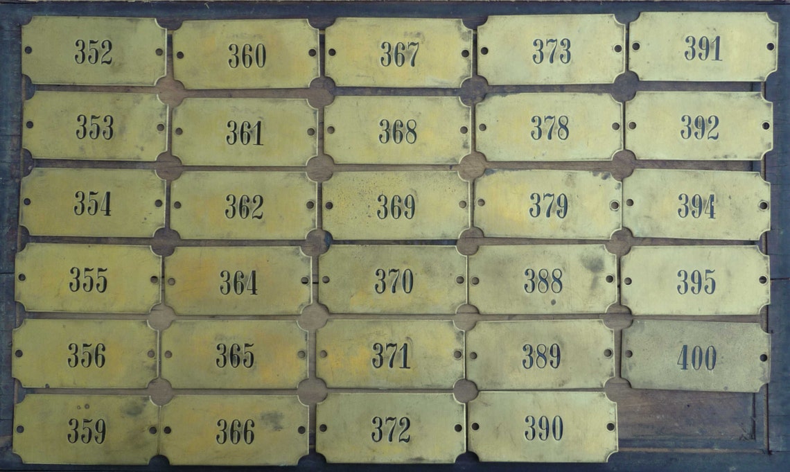 Vintage Numbered Brass Tag 2-hole Rectangle Plaque - Etsy